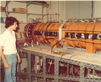 GeorgeCollins in 1980 with the SUPPER 4 plasma machine.